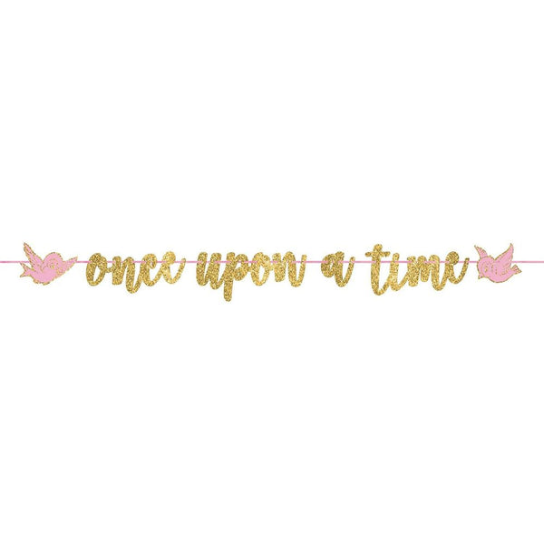 Gold Glitter "Once Upon A Time" Script Letter Banner – US Novelty
