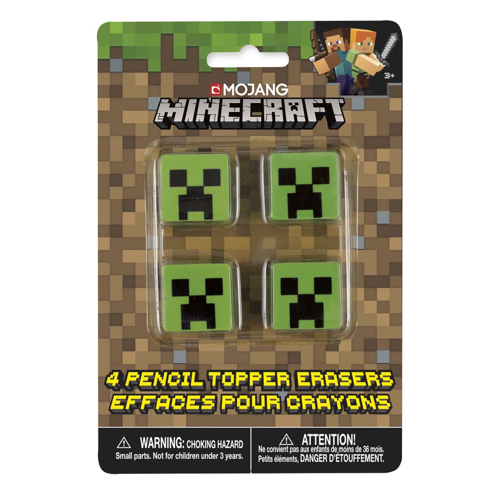 Minecraft Pencil Topper Erasers (4ct) – US Novelty