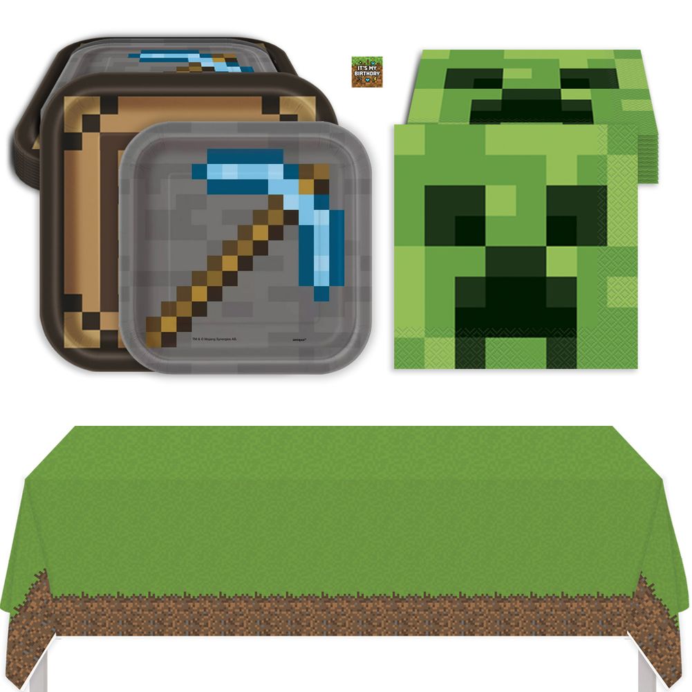 Minecraft Kit with 9" Plates, 7" Plates, Luncheon Napkins, & Tablecove ...