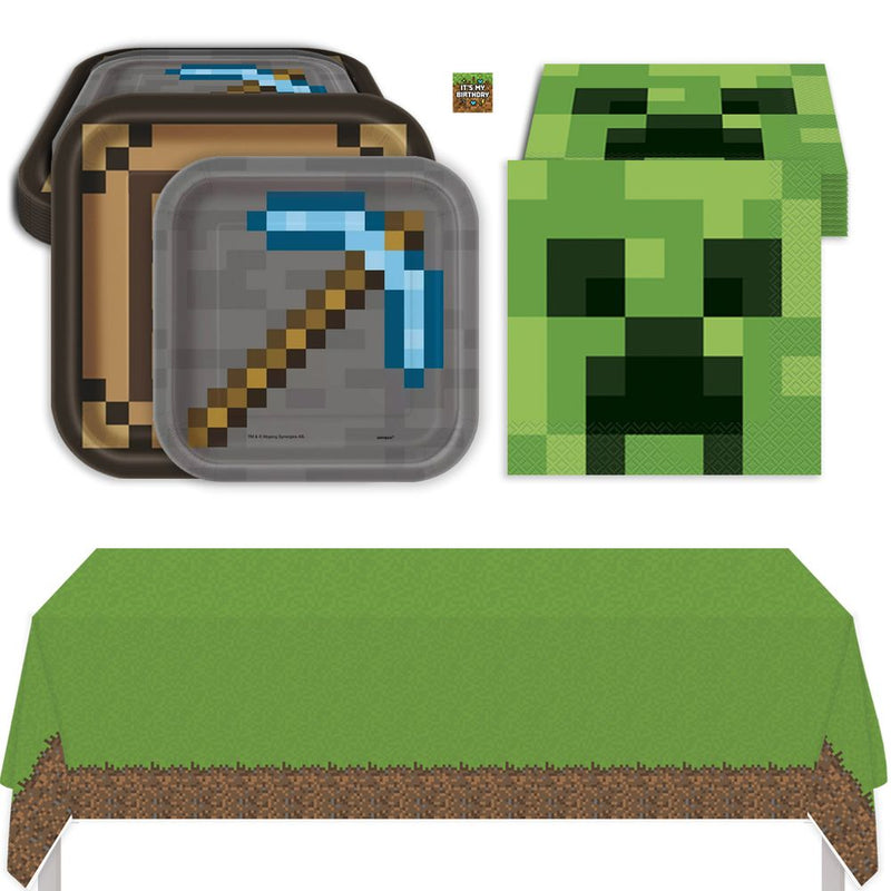 Minecraft Kit with 9" Plates, 7" Plates, Luncheon Napkins, & Tablecove ...